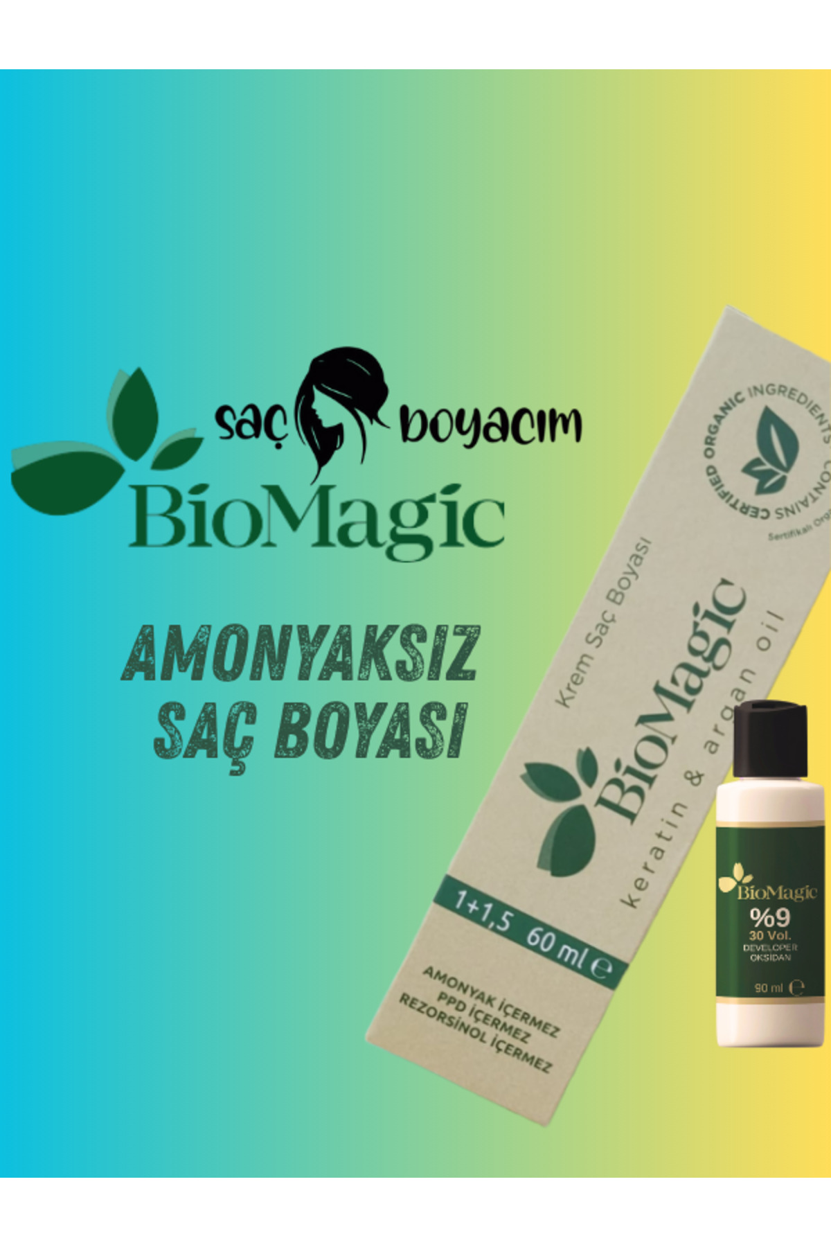 BioMagic Saç Boyacım Mendil + Bio Magic Amonyaksız Saç Boyası 9.03 ...