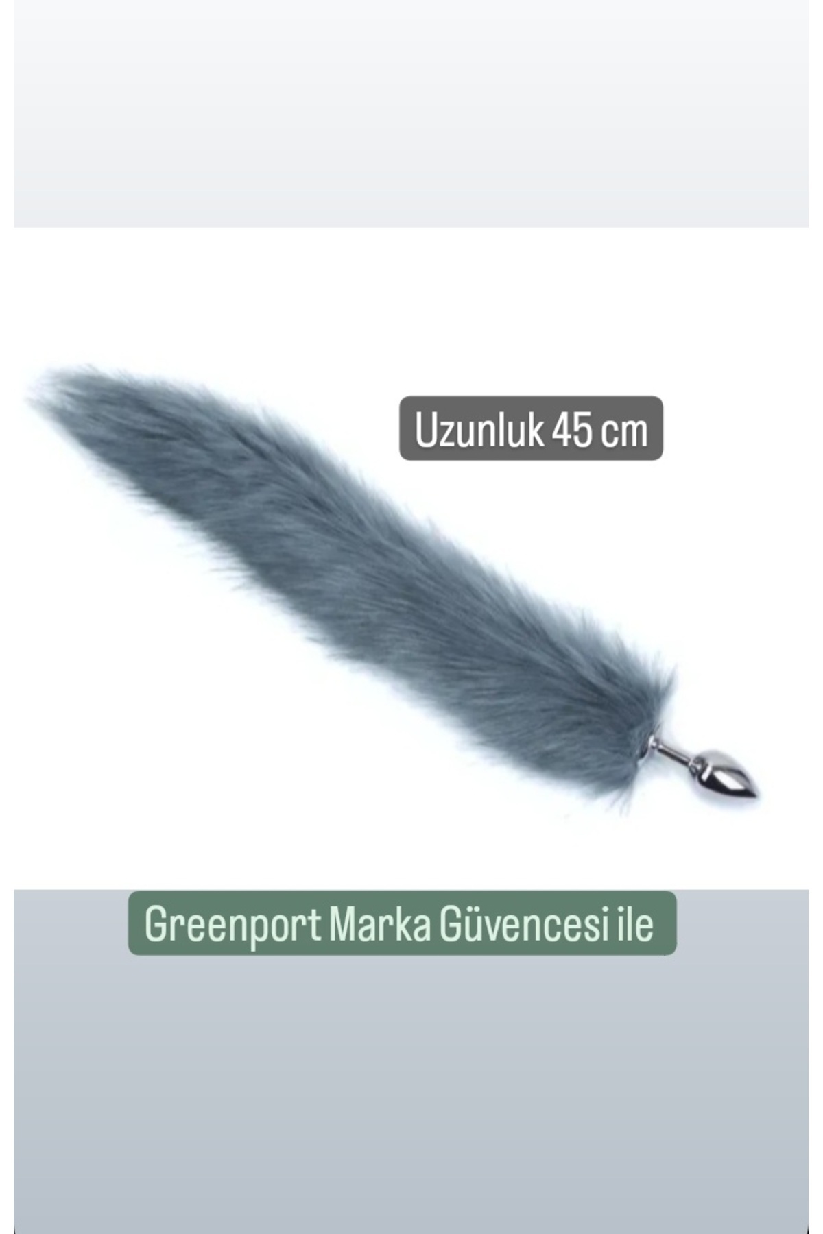 Greenport Anal Oyuncak Plug Tıkaç Tilki Kuyruğu Gri Lüks Gümüş Metal ...