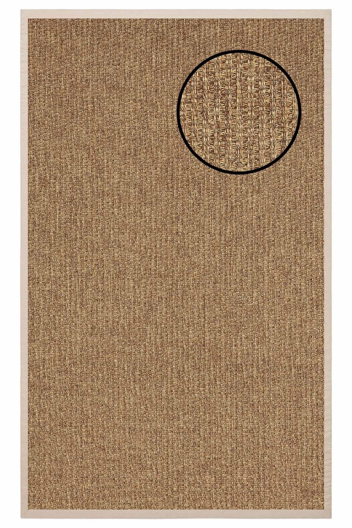 Neva Halı Kilim 5666 Kahve Hasır Dokulu Sisal Halı-Bej Bordür - 100x300 ...