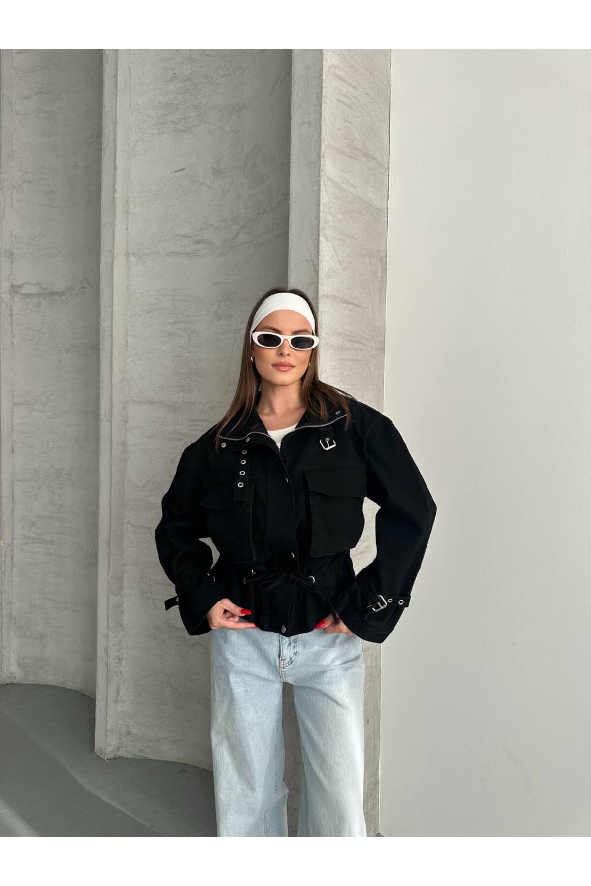 Bella Breeze Kadın Gabardin Fermuarlı İpli Oversize Ceket - Fiyatı ...