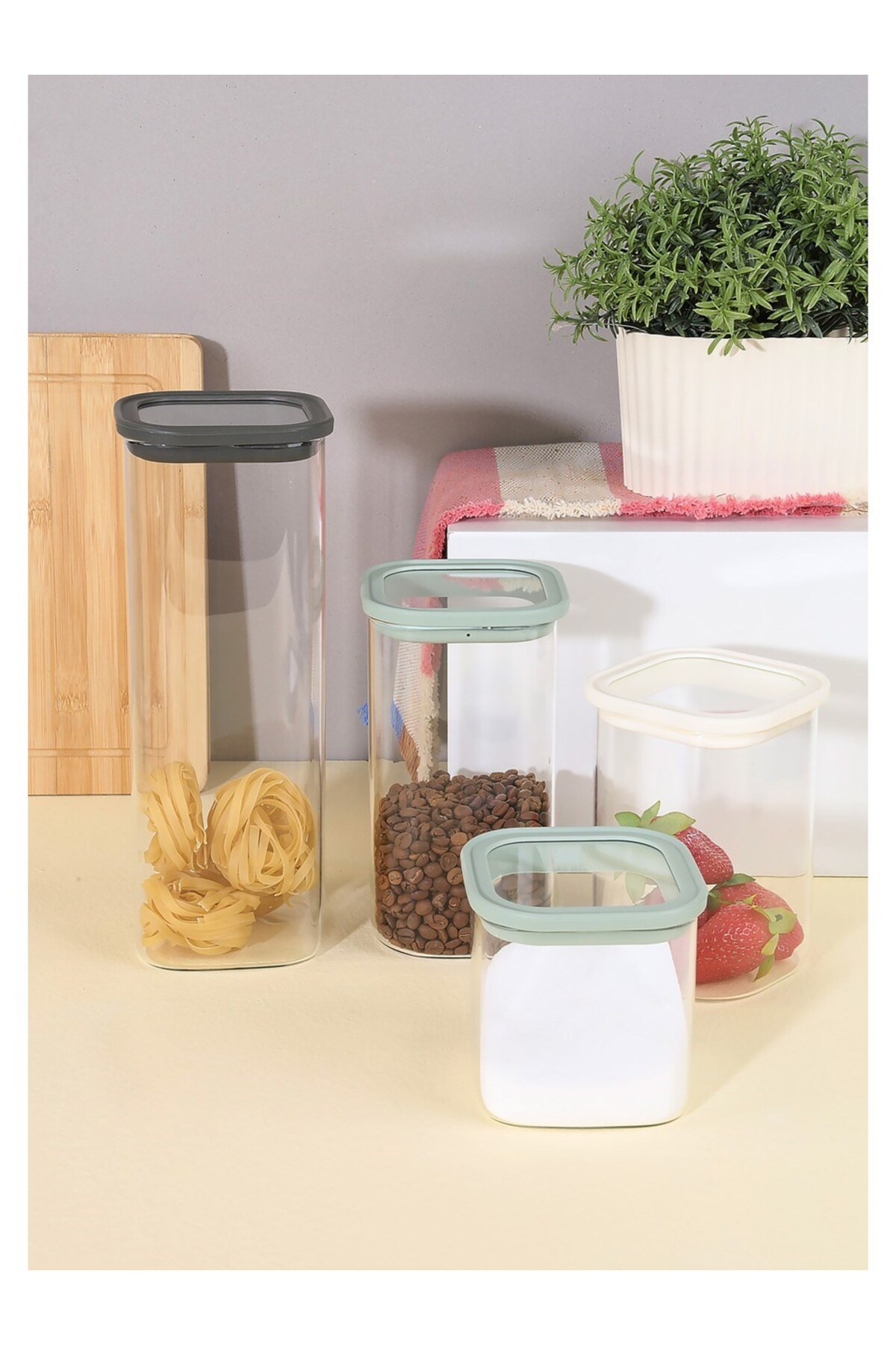MTM Home Nuevo Cam Saklama Kavonoz 800ML-1100ML-1500ML-1900 ml Set ...