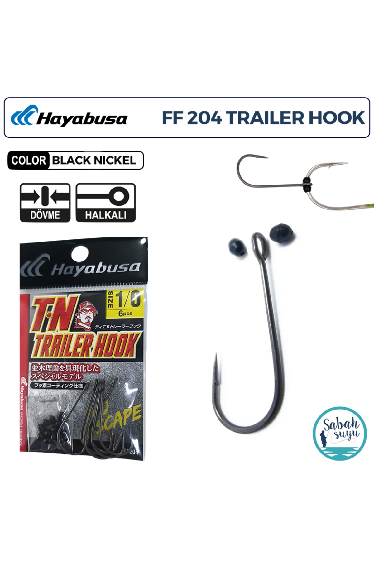 HAYABUSA FF 204 T.N Trailer Delikli Tekli İğne Teflon Siyah #1/0 (6 ...