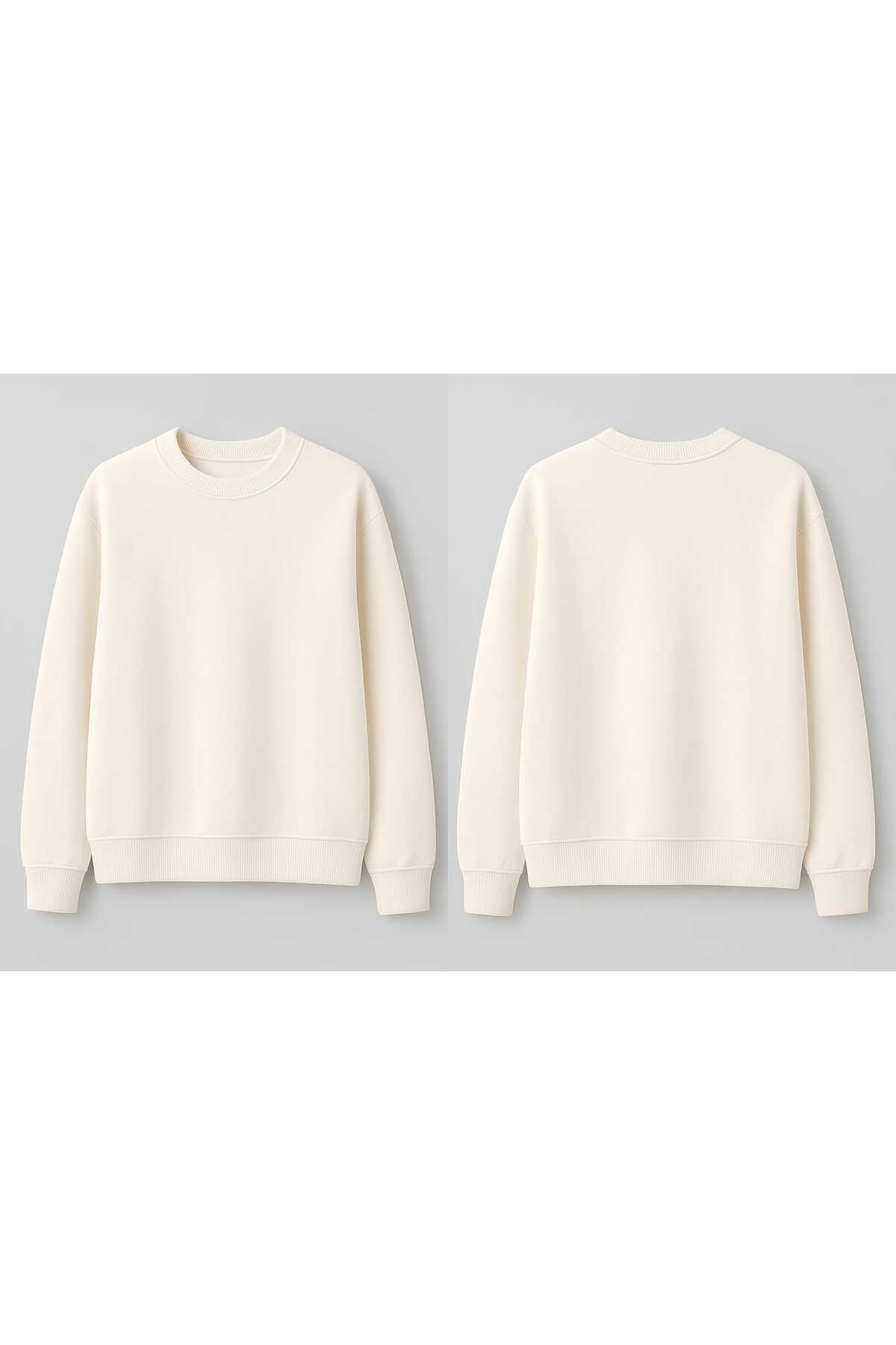 Eloxa Moda Unisex Sweatshirt Krem Rengi Oversize Bisiklet Yaka - Fiyatı ...