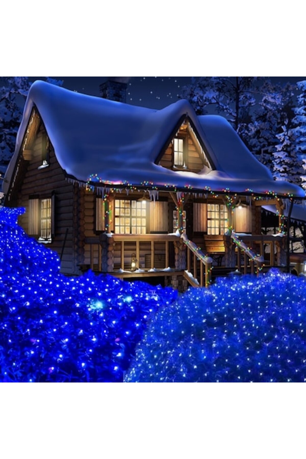 GOLD MARKET Christmas Light Net, 2 m x 1 m, 80 LEDs, Blue, 8 Lighting ...