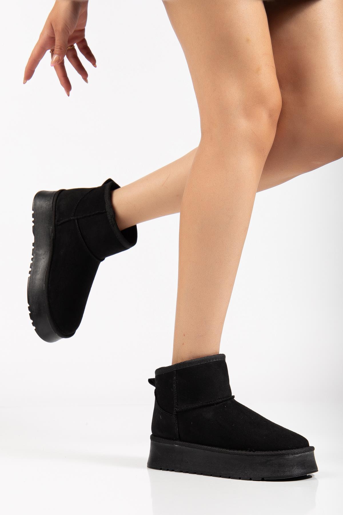 SUİNS SHOES Suins Camila Model İçi Komple Kürklü Kadın Siyah Taba Ten ...