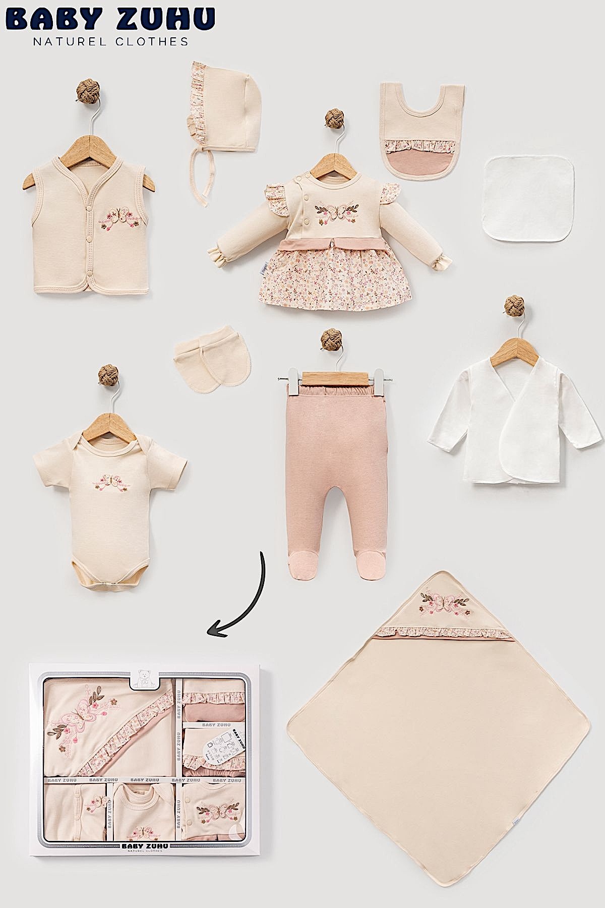 MİLAYS LİFE HOME COLLECTİON KIZ BEBEK 0-3 AY ORGANİK PAMUKTAN ÇİÇEKLİ ...