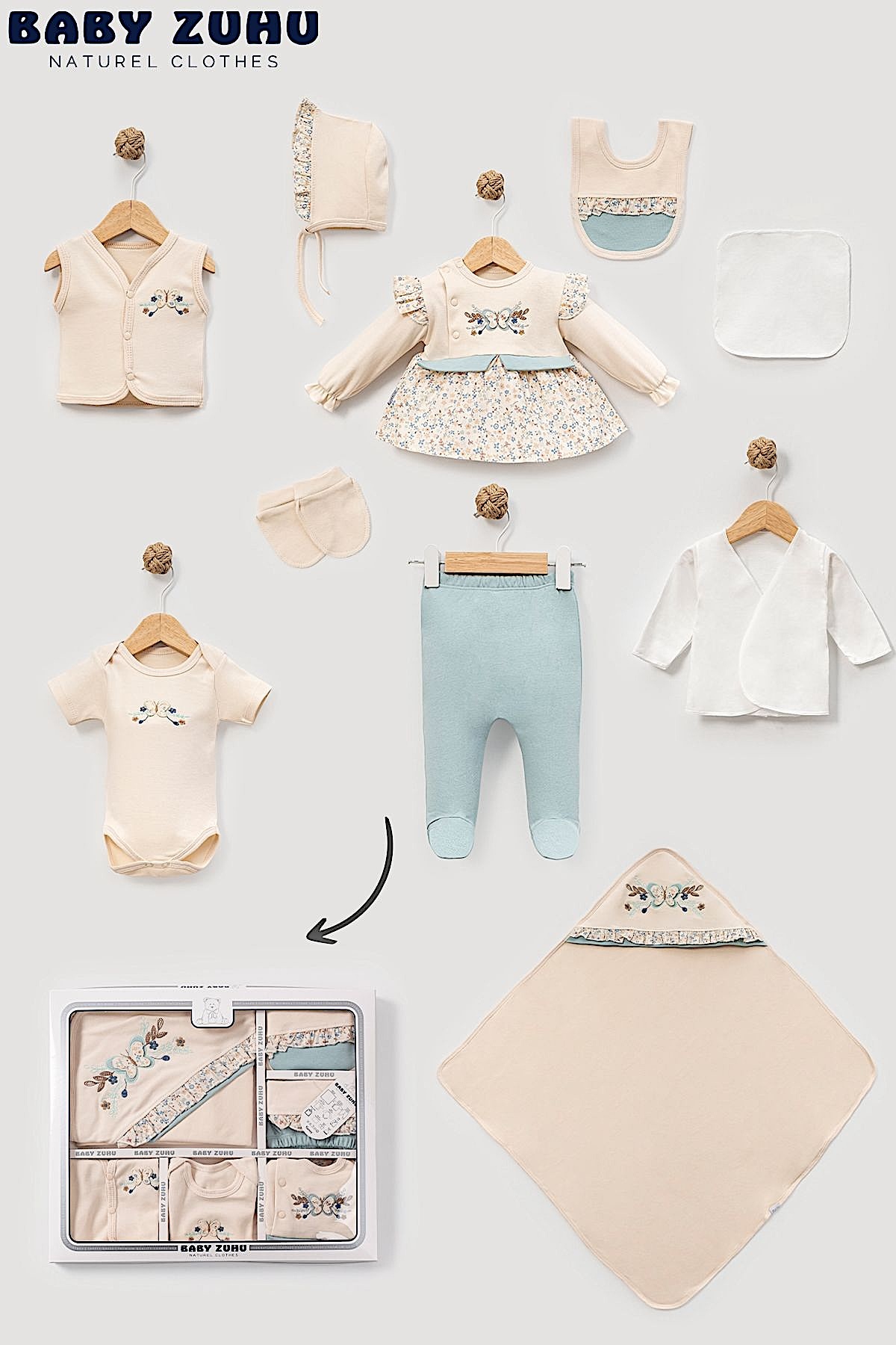 MİLAYS LİFE HOME COLLECTİON KIZ BEBEK 0-3 AY ORGANİK PAMUKTAN ÇİÇEKLİ ...