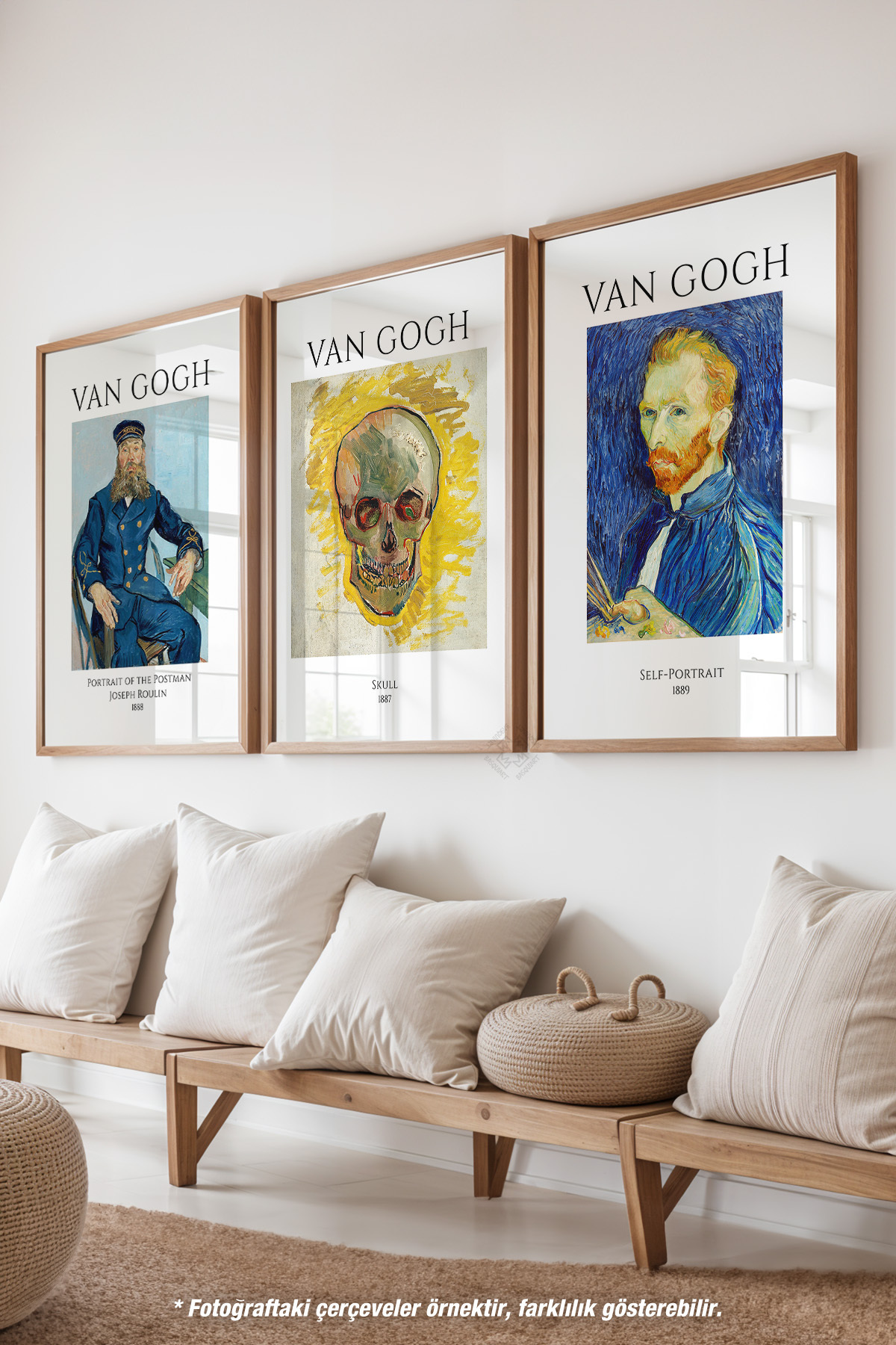 Basquiart Vincent Van Gogh Trostruki drveni uokviren poster, set slika ...