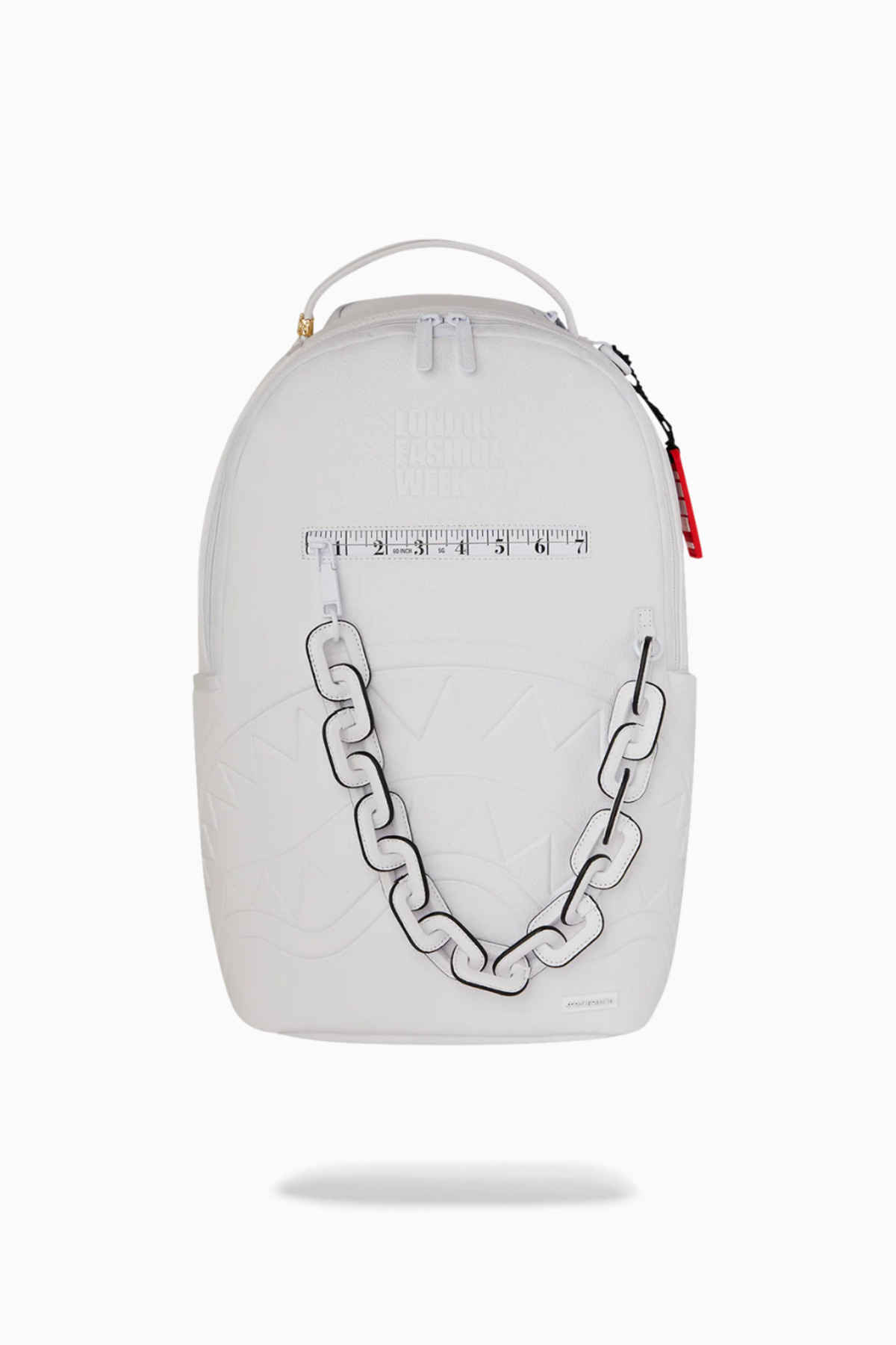 Sprayground LFW White Leather Chain DLXSV, Unisex Lüks Beyaz Deri Sırt ...