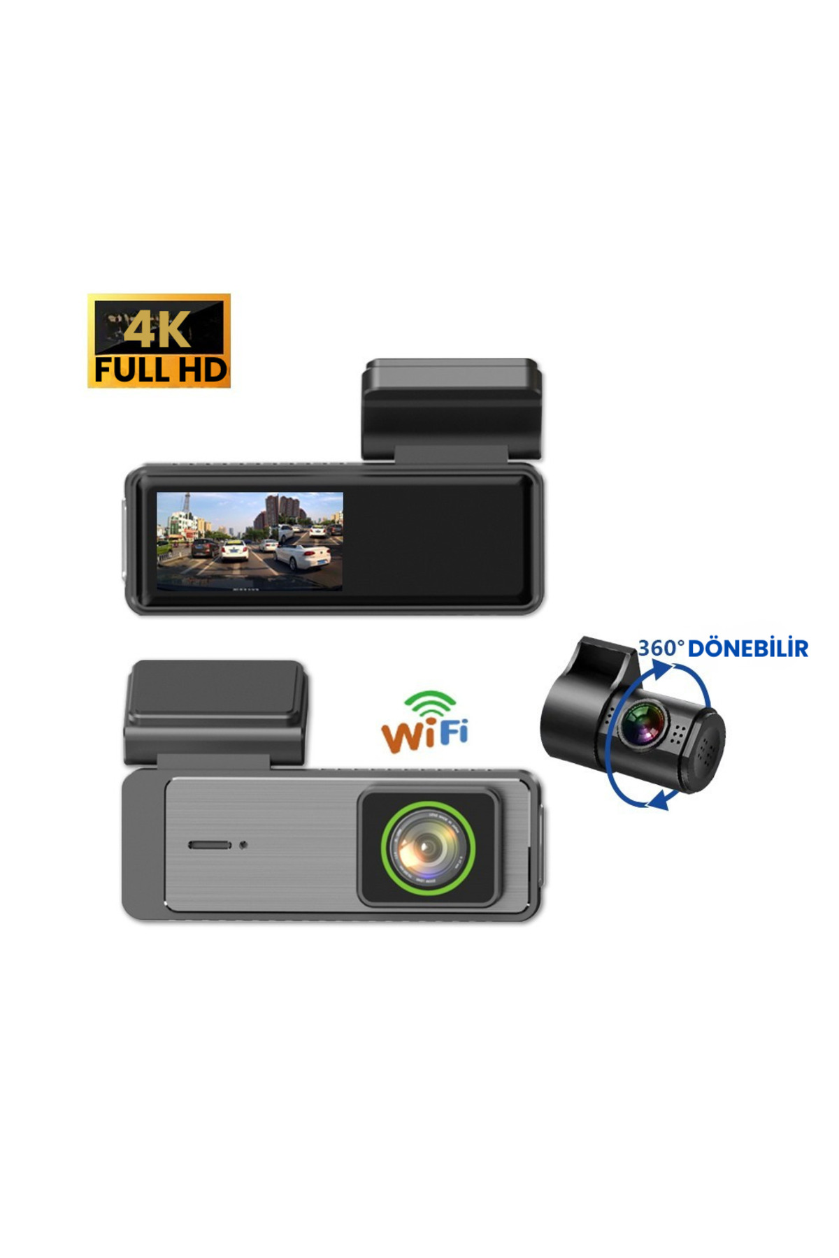 SMAYLİNG 4K Wi-Fi Araç Kamerası – G-Sensörlü, Gece Görüşlü, Döngü Kayıt ...