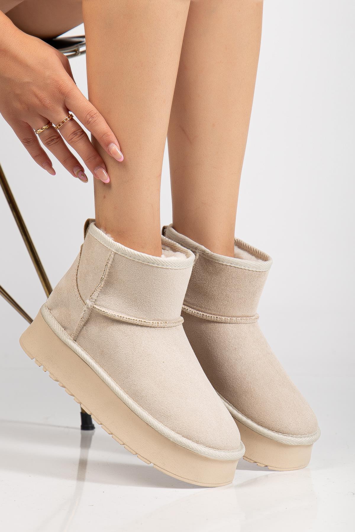 SUİNS SHOES Suins Camila Model İçi Komple Kürklü Kadın Siyah Taba Ten ...