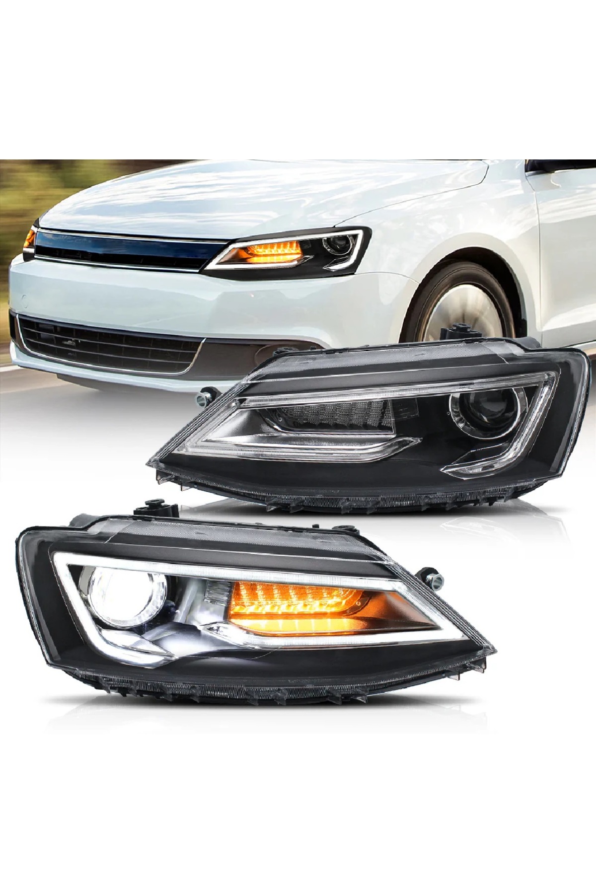 X POWER TUNİNG VW JETTA 2015-2016-2017 MK6 AUDİ DİZAYN LEDLİ ÖN FAR ...