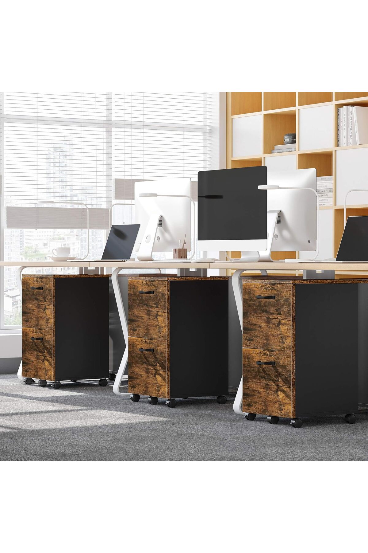 VASAGLE Dulap de birou Rollbox cu 2 sertare pentru documente A4, pe ...