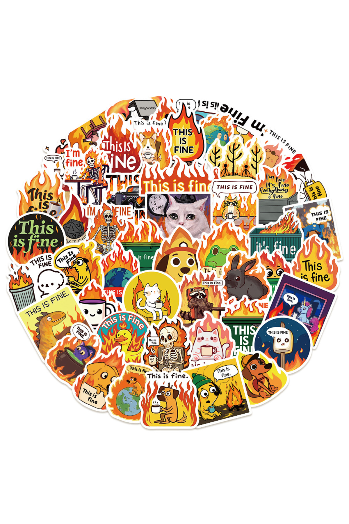 Choice 50pcs 50Pcs Funny This Is Fine Stickers This Is Fine MeMe DIY ...