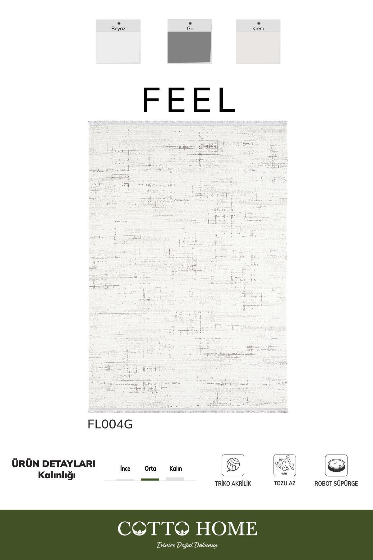 Cotto Home Feel FL004G Krem Halı Modern Desen Akrilik Tozu Az Pamuk ...