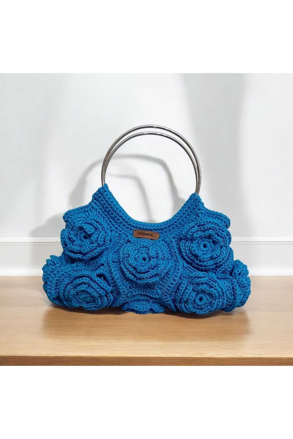 Handmade Gül Motifli Çanta . makrome gül çanta - Fiyatı, Yorumları