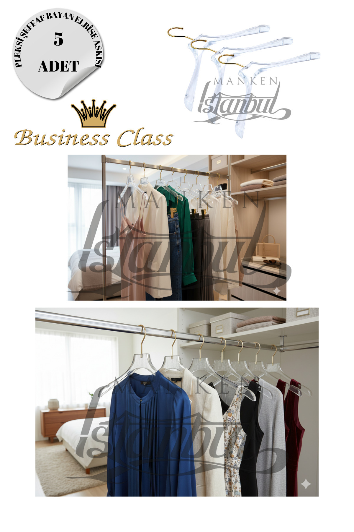 Manken İstanbul Business Class 5 Adet 40 Cm Pleksi Şeffaf Gold Kanca ...