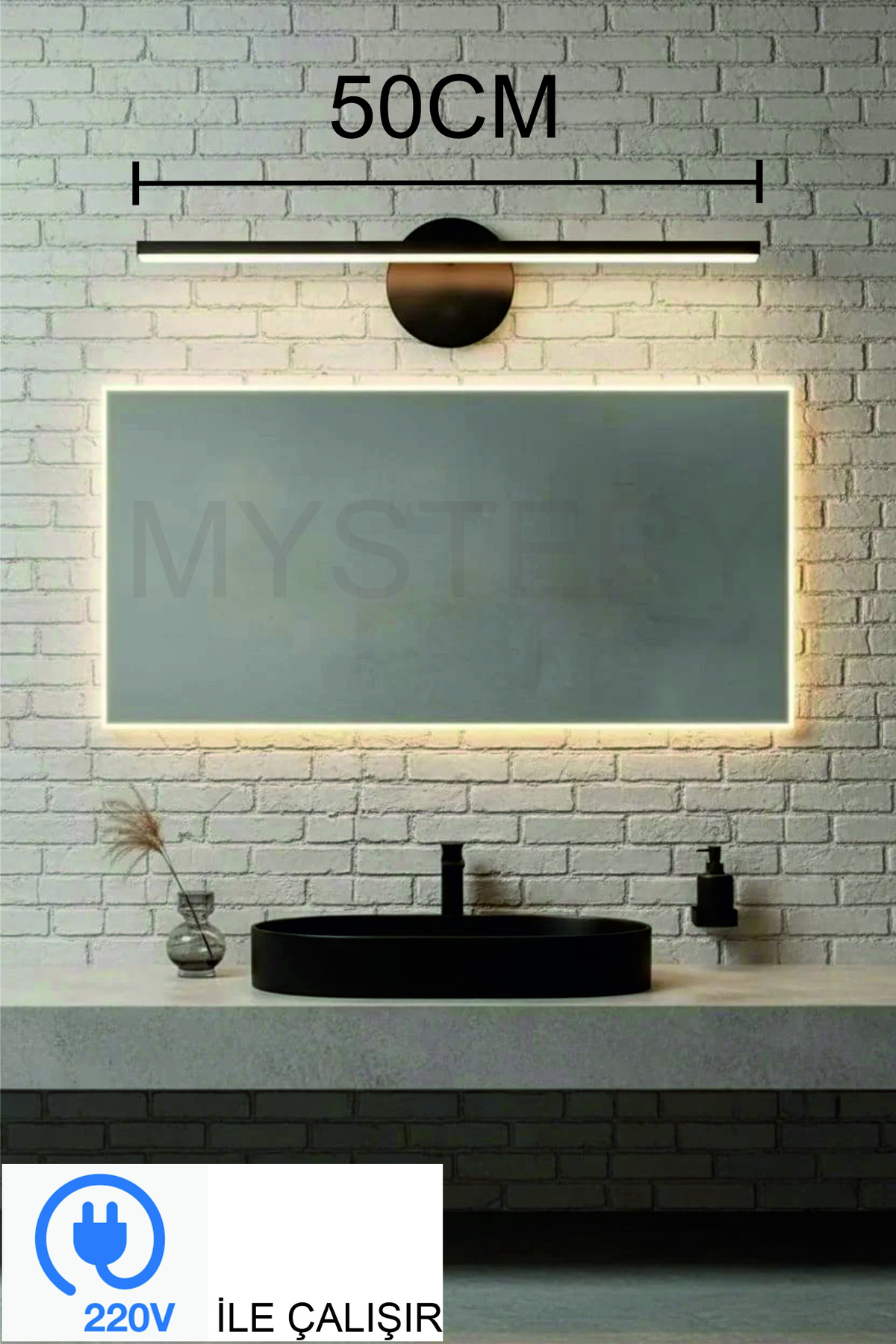 MYSTERY Siyah Günışığı LED Duvar Apliği 50 cm – Ayna & Tablo Üstü ...