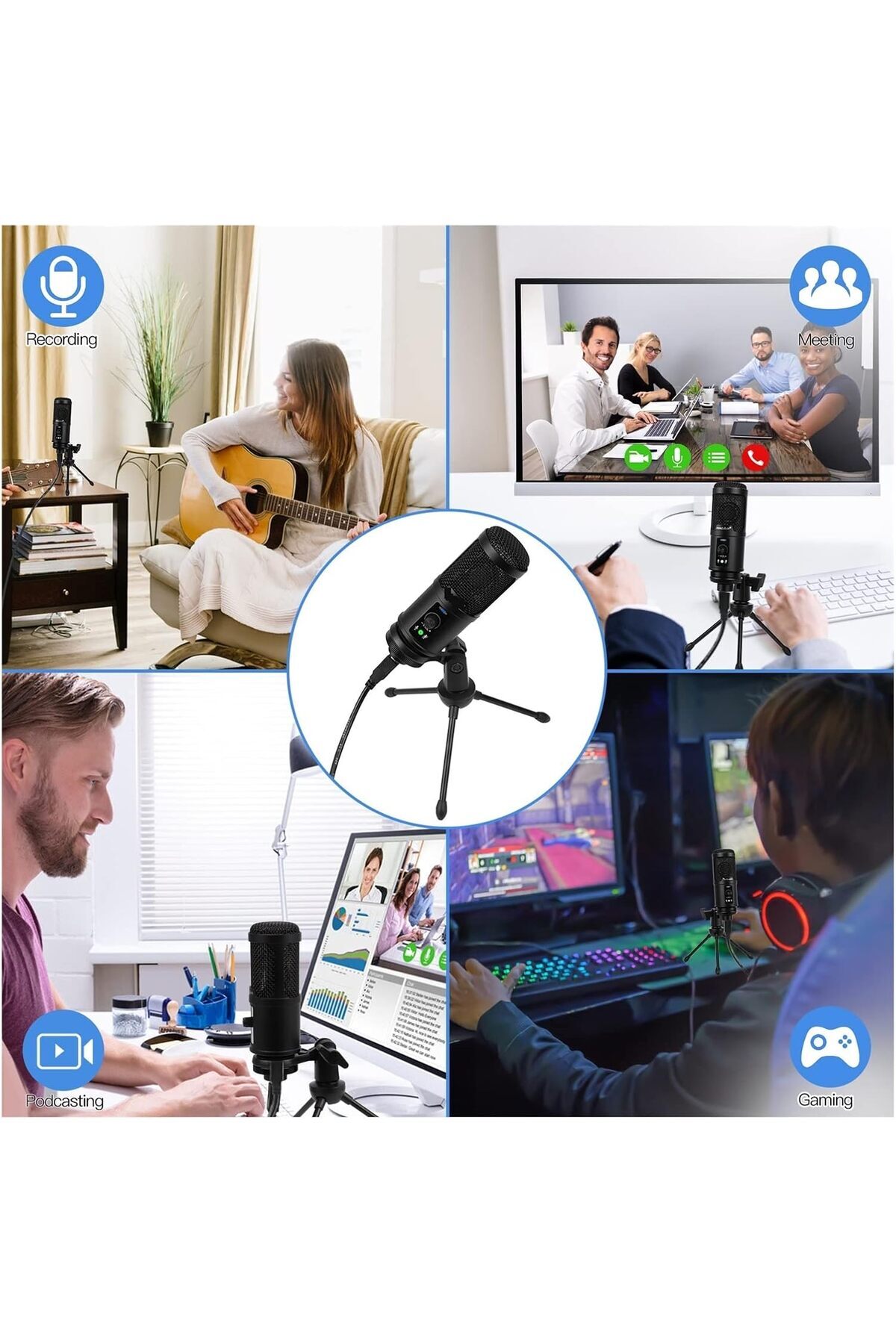 fulina USB Microphone PC GamingMetal Recording Condenser Mic for ...