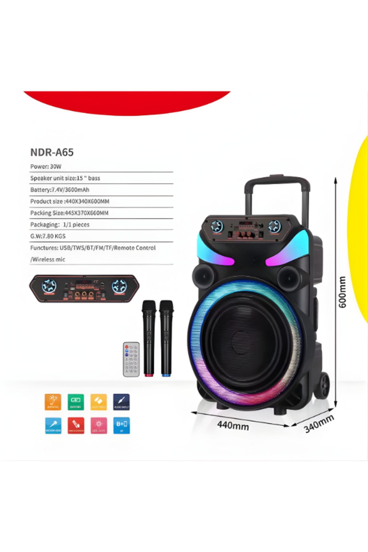 joyplus NDR-A65 15''İNÇ 40 W OUTPUT POWER PARTİ ORGANİZASYON DÜĞÜN ...