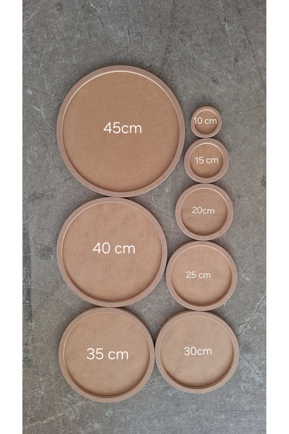 MrtAhşap Yuvarlak çerçeve 5 li set 18 mm ham mdf(10-15-20-25 cm ...