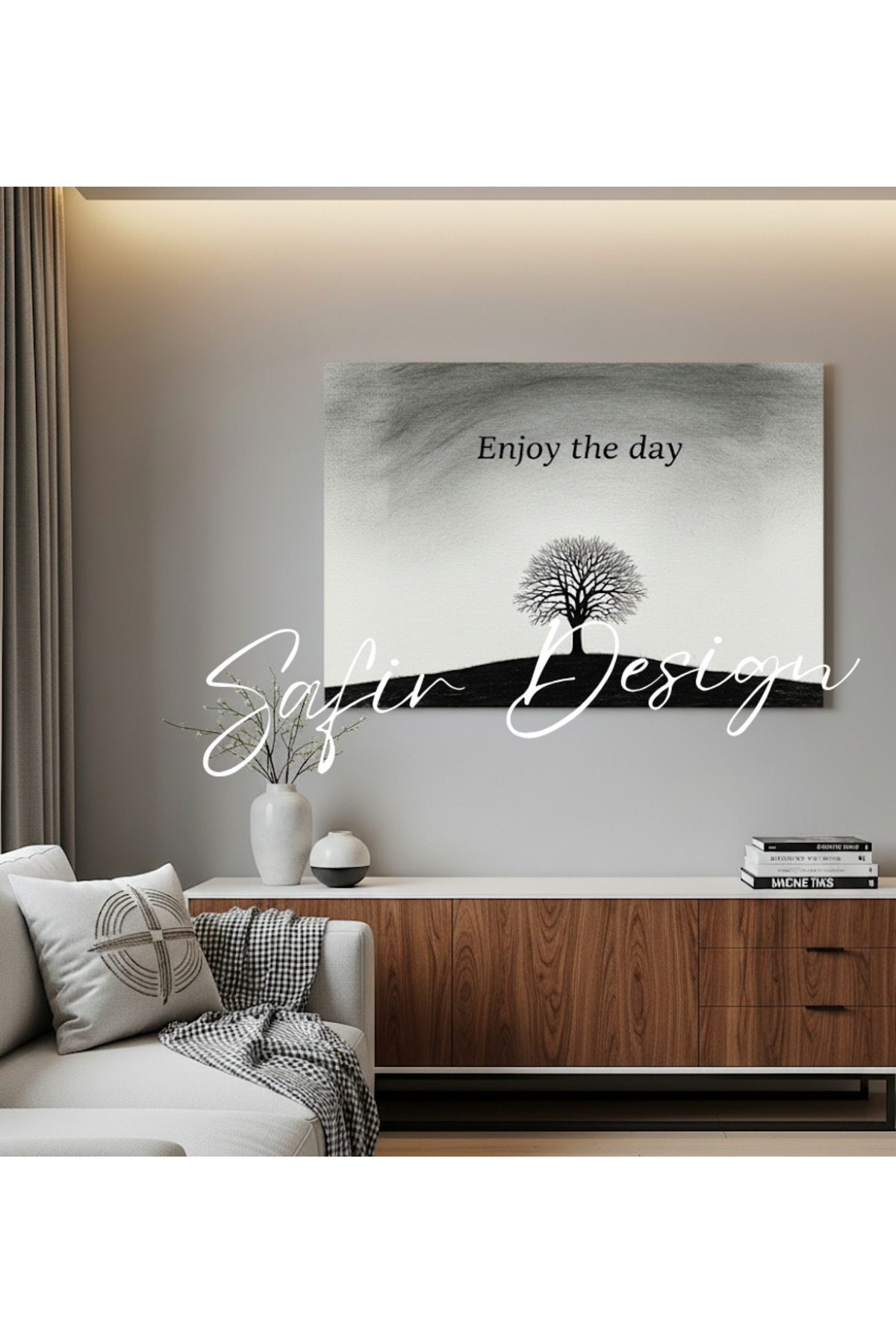 Safir Design Siyah Beyaz Modern Tablo, Minimalist Motivasyonel Tablo ...