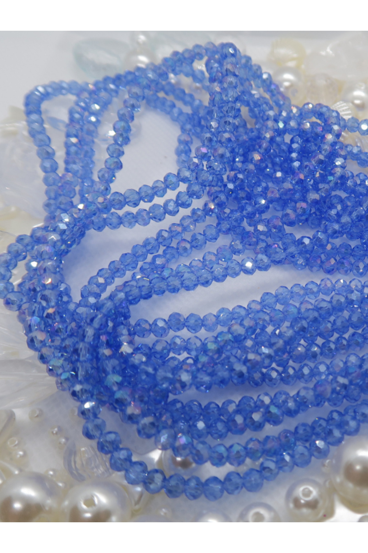 Boncuk Abla 1 dizi 4mm Yassı Kristal Şeffaf Topaz Mavisi Rengi Takı ...
