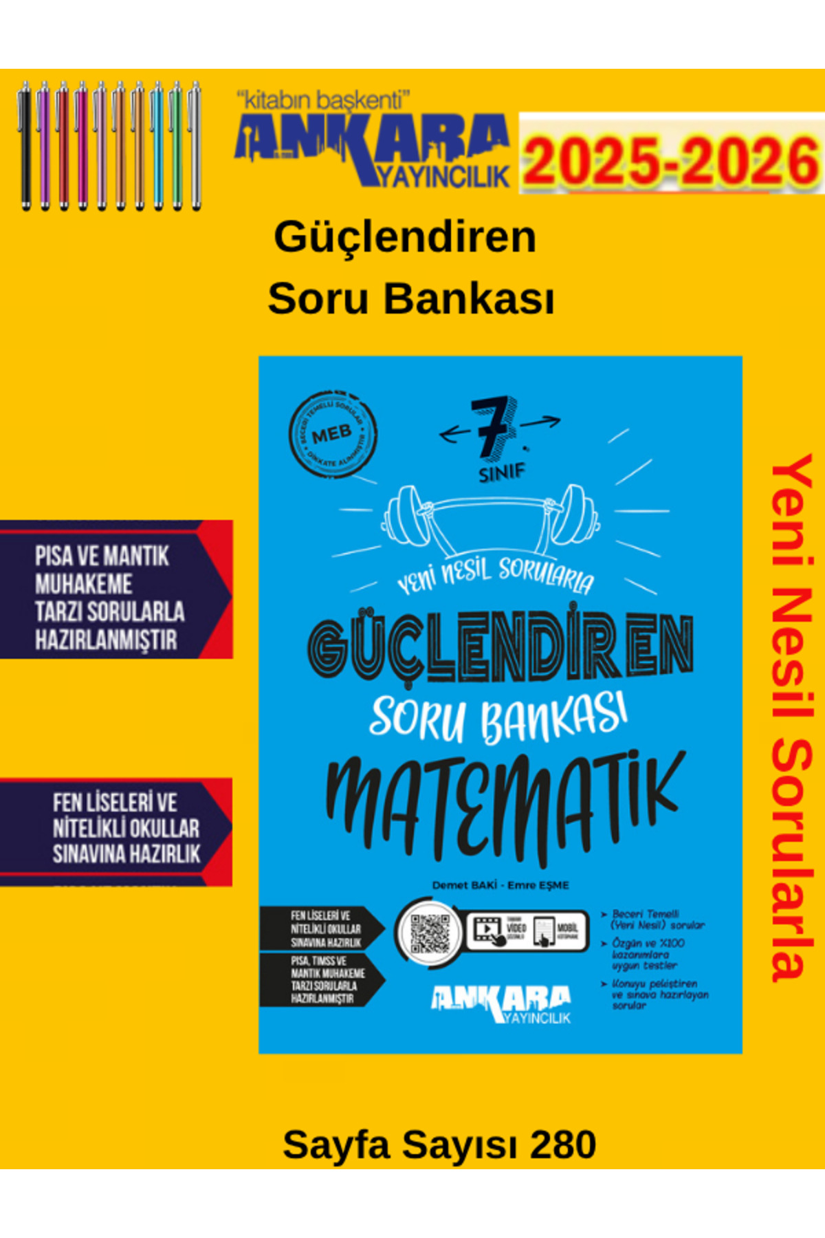 Ankara Yayıncılık 2025-2026 7.Sınıf Matematik Güçlendiren Soru Bankası ...