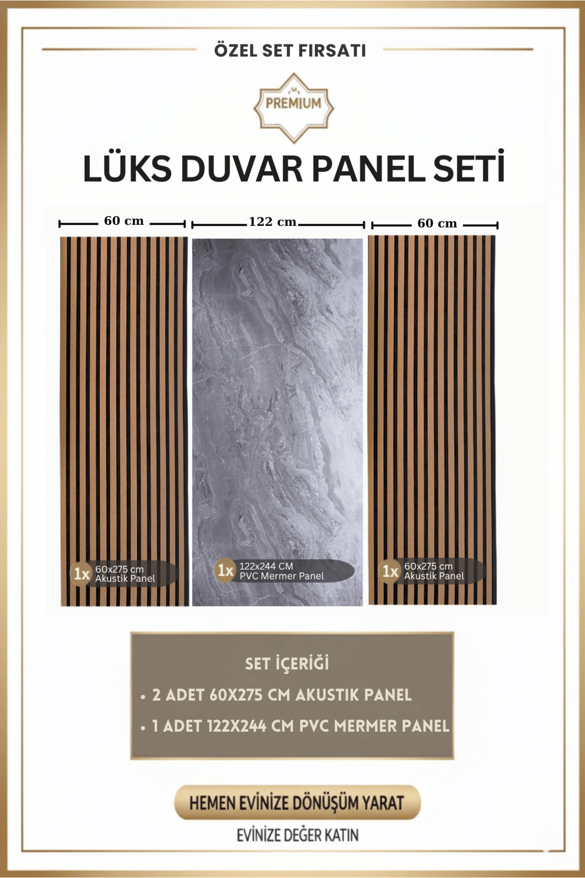DECOALA Akustik Duvar Paneli + Mermer Görünümlü PVC Duvar Kaplama Seti ...