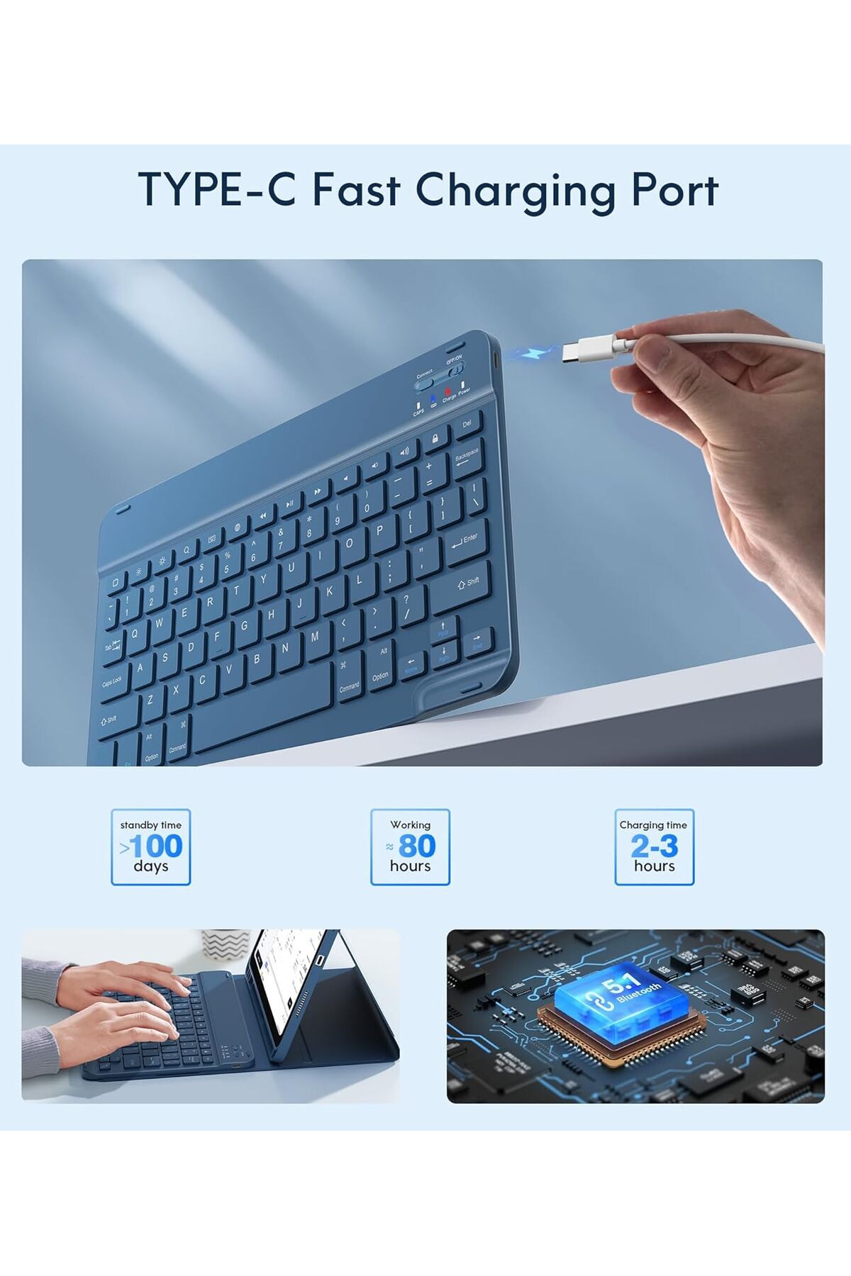 CHESONA Keyboard Case for iPad (A16) 11th & 10th Gen – Detachable ...