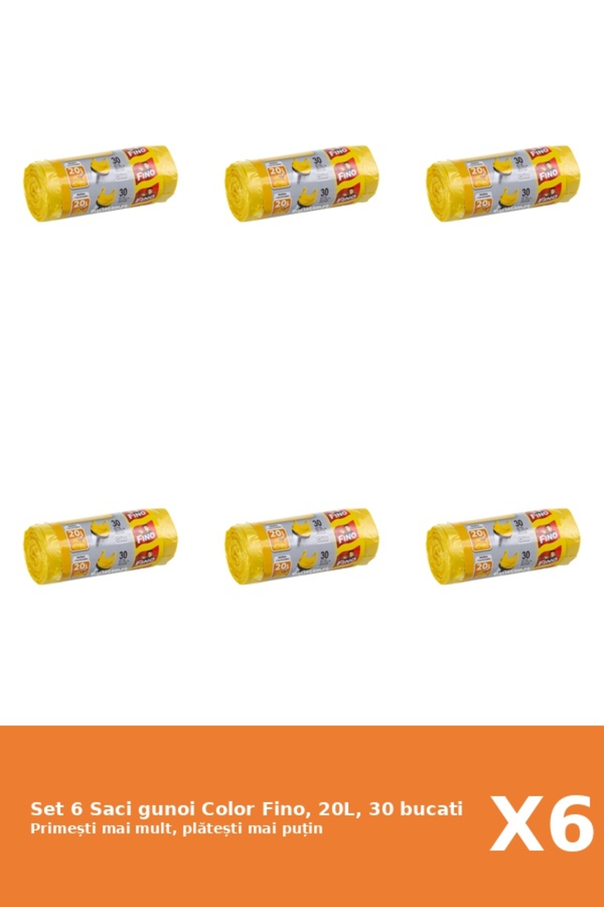Fino Set of 6 Color Fino garbage bags, 20L, 30 pieces- Trendyol
