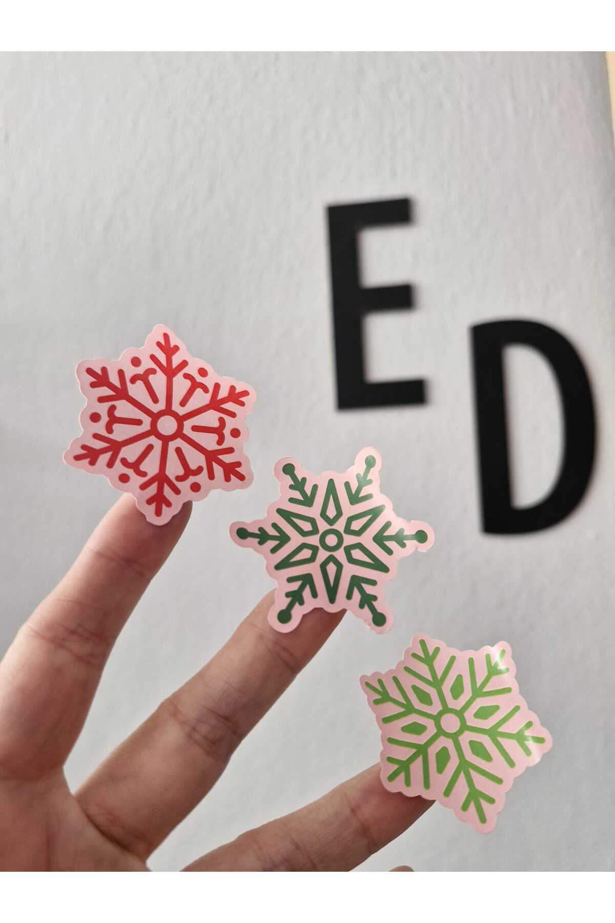 ETİKETİM Kar Tanesi Sticker Yılbaşı-Yeni Yıl-Etiket 3 MODEL 40 ADET ...