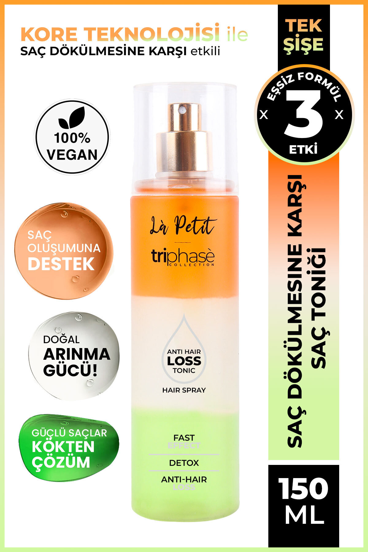 La Petit Anti Hair Loss Hair Spray Saç Toniği, Dökülme Karşıtı 3 Fazlı ...