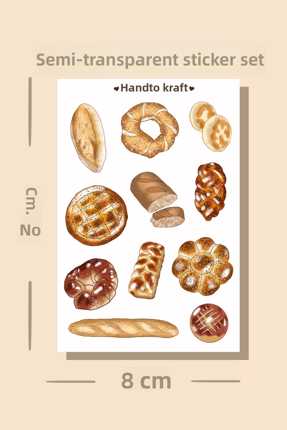 Handeto Kraft 8X12Cm Semi Clear Bread Sticker Set - Bullet Journal ...