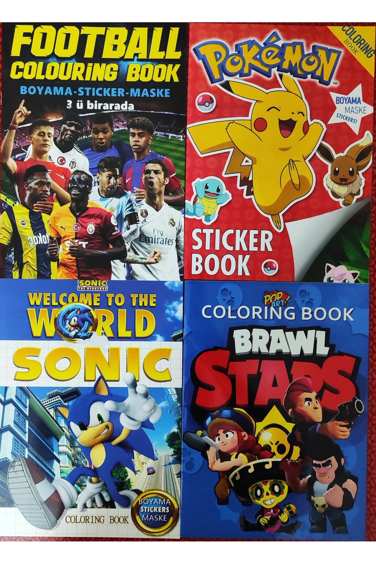 ada çanta kırtasiye 4 adet stickerli boyama kitabı (Pocemon/Futbol ...