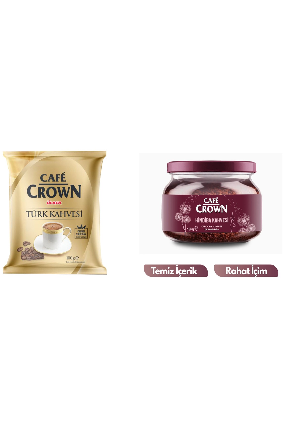 Ülker Cafe Crown Türk Kahvesi 100 Gr Ve Cafe Crown Hindiba Kahvesi 150 ...