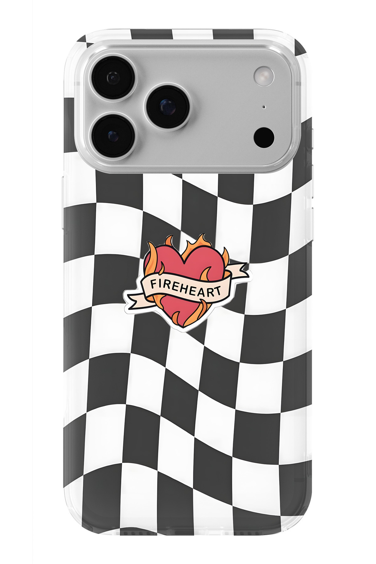 FLAMENKO iPhone 17 Pro Fireheart Kare Desenli Şeffaf Telefon Kılıfı ...