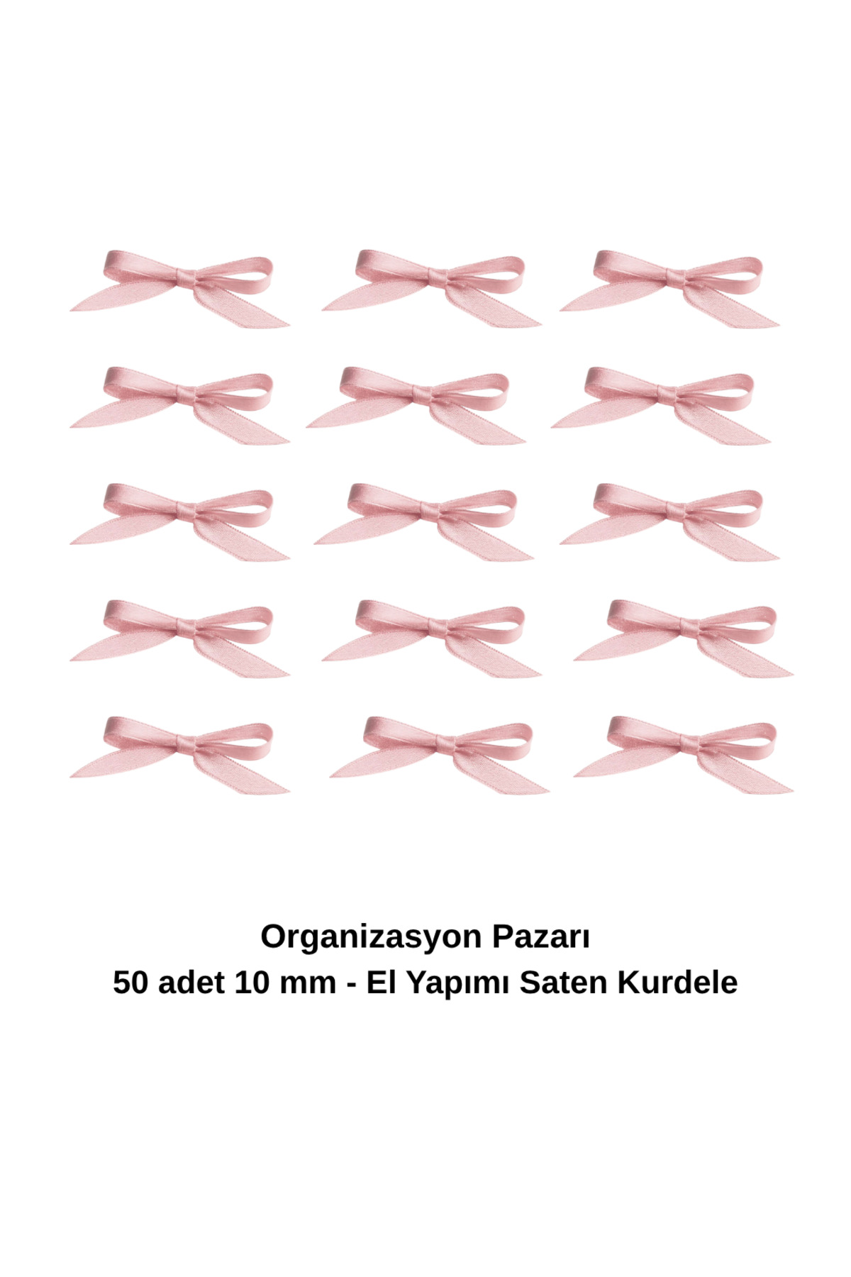 Organizasyon Pazarı Pembe Premium Fiyonk Saten Kurdele 10mm 50 Adet ...