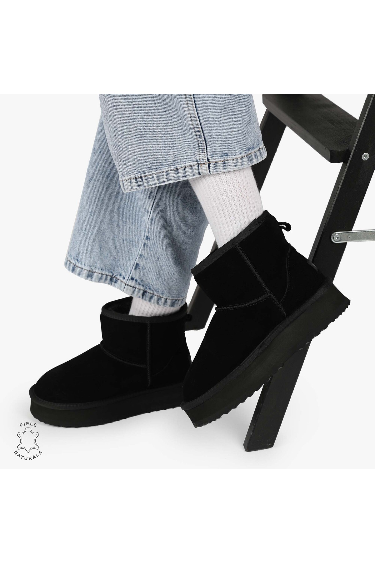 ANGEL BLUE CIZME DE DAMĂ din PIELE ÎNTOARSĂ NATURALĂ CRL08931 Negru ...