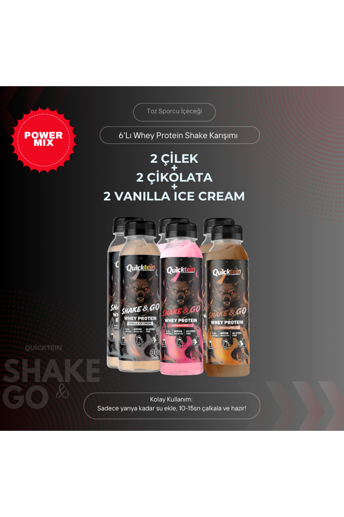Quicktein - Shake & Go 40g Whey Protein - 6lı Power Mix - Fiyatı, Yorumları