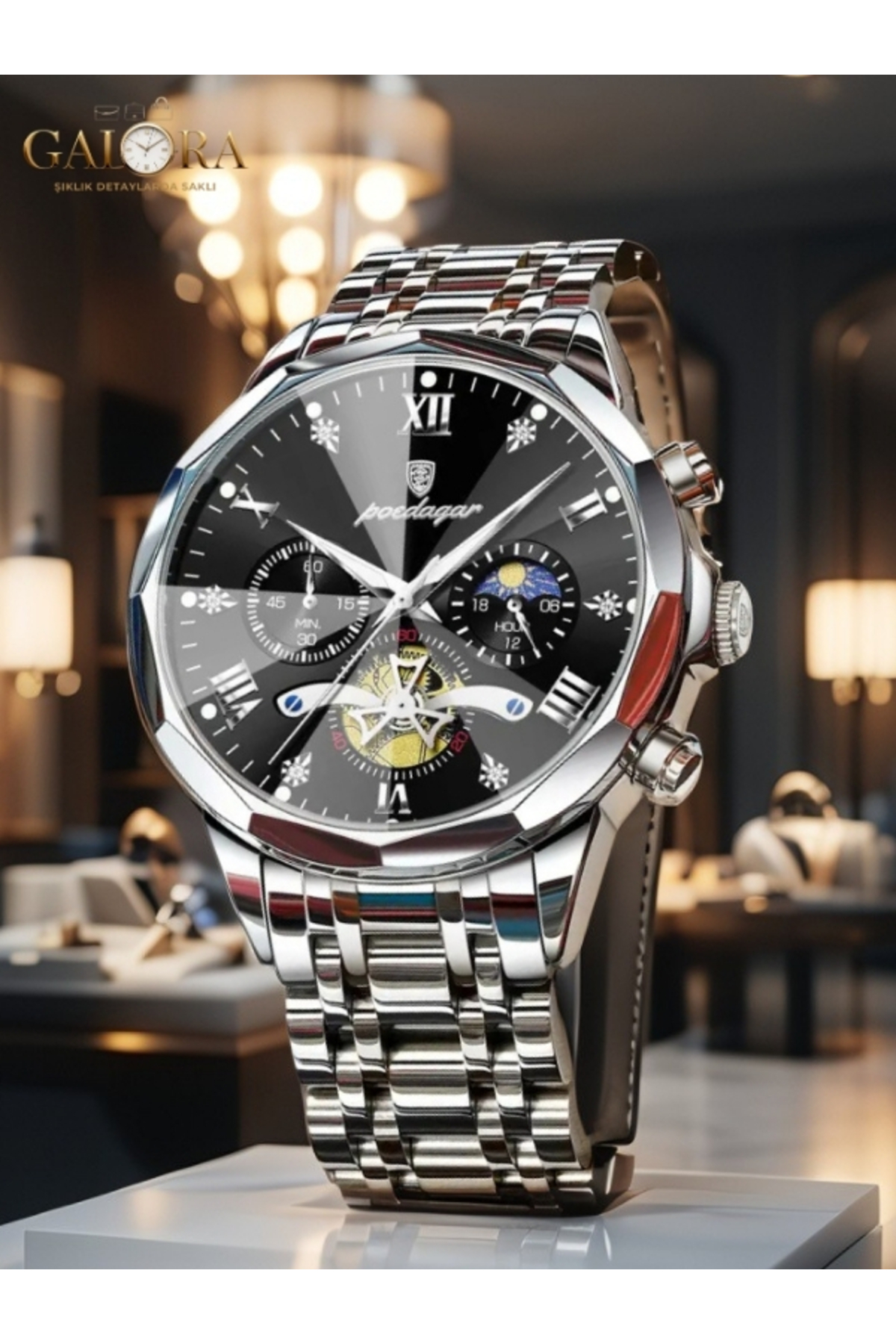 GALORA Titan Luxe Multifonksiyonel Erkek Saat – 3ATM Su Geçirmez, Gece ...