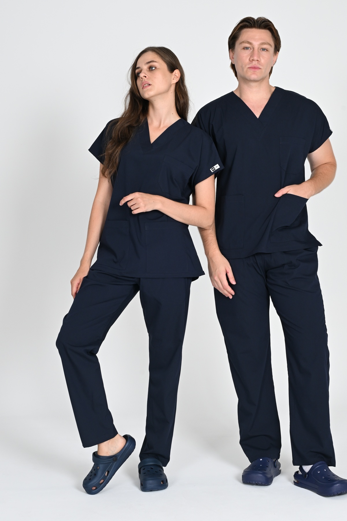 HEMİ Lacivert Ünisex Likralı Scrubs Doktor Ve Hemşire Forma Takımı ...