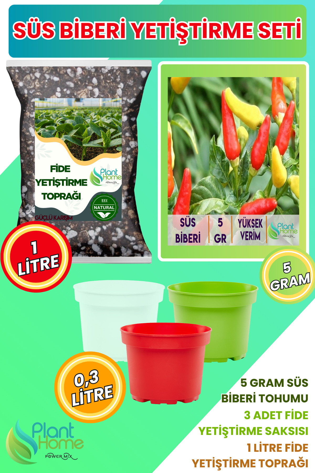 Plant Home Power Mix Süs Biberi Yetiştirme Seti – Süs Biberi Tohumu ...