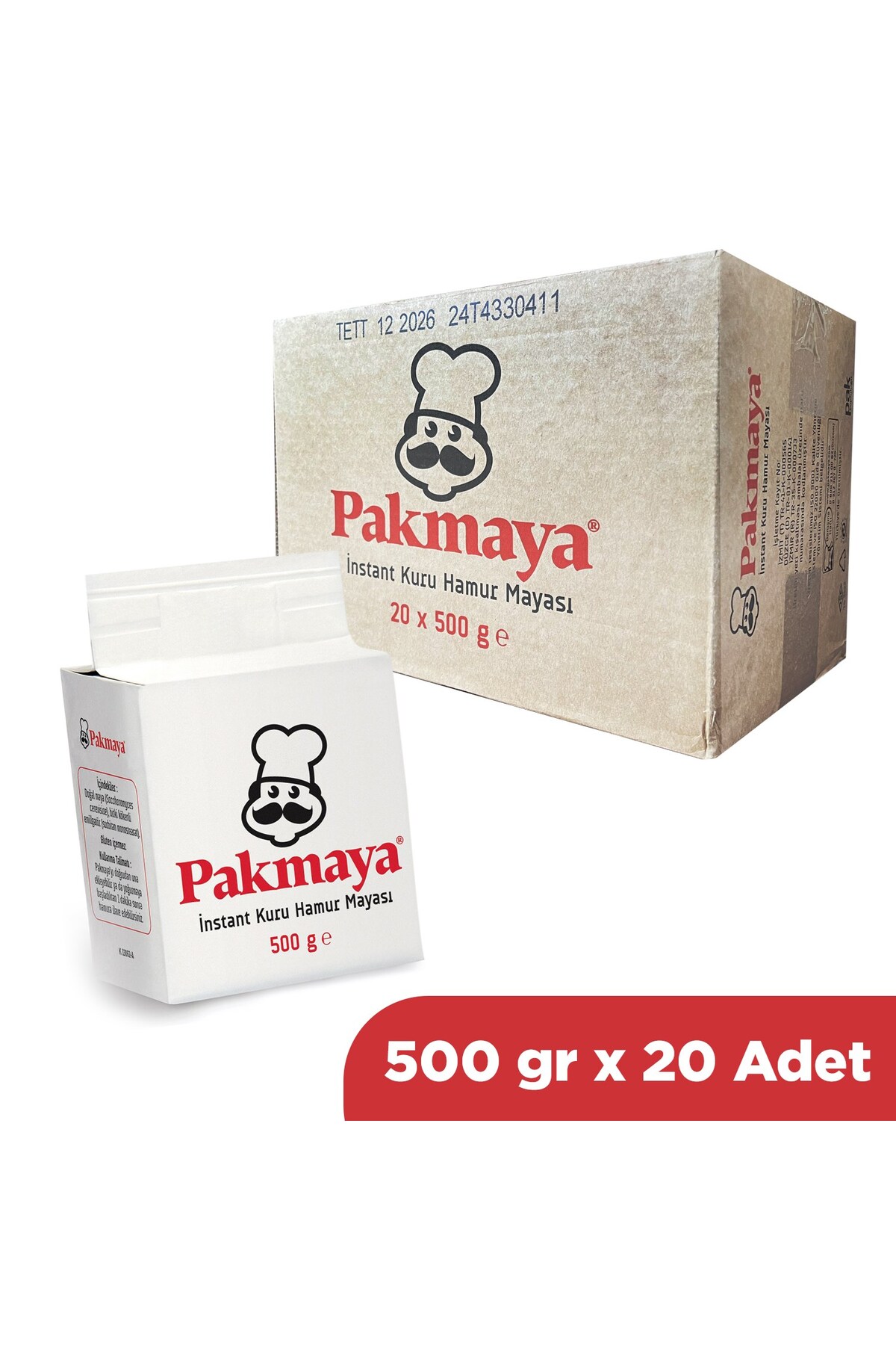 Pakmaya Instant Kuru Hamur Mayası 500 gr x 20 Adet (1 Koli) - Fiyatı ...