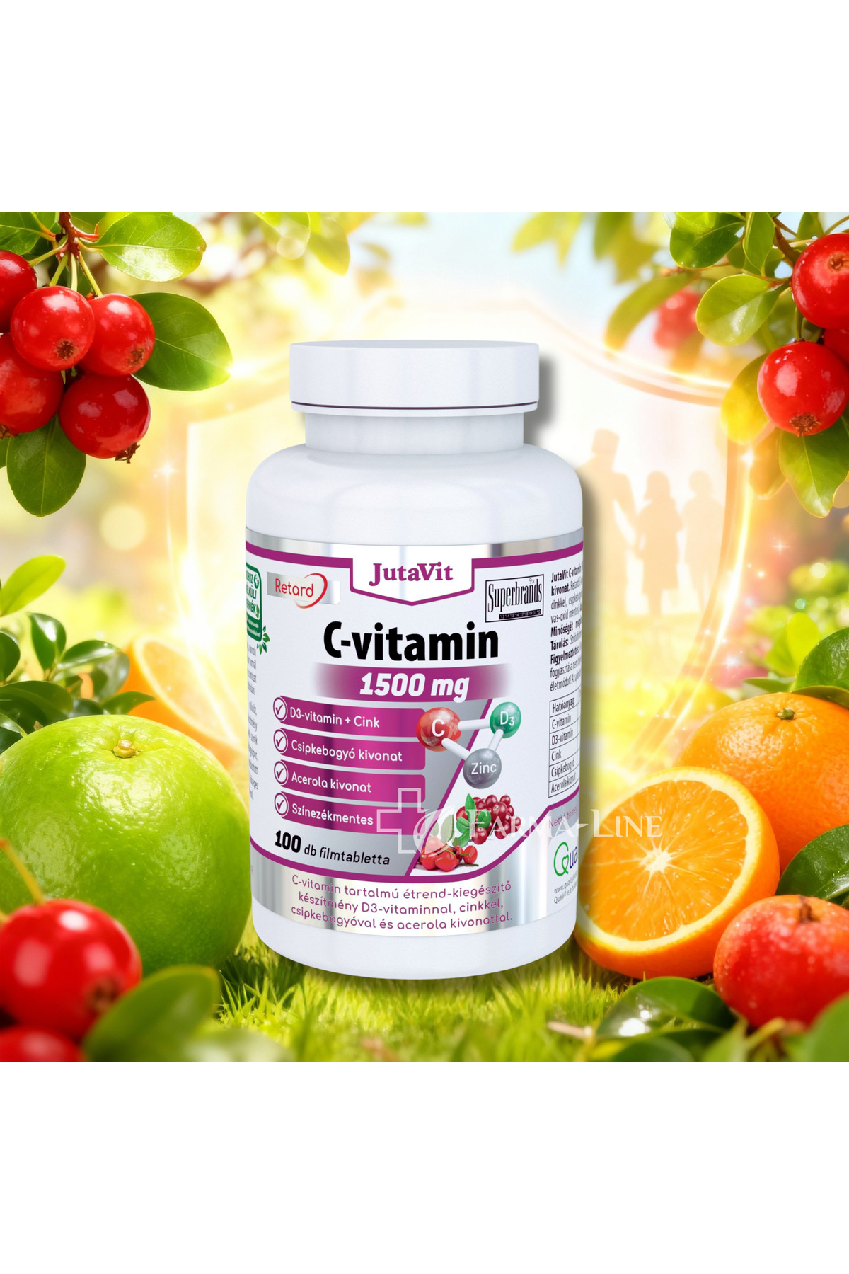 JutaVit Vitamin C 1500 mg, Rosehip and Acerola Extract + Vitamin D3 ...