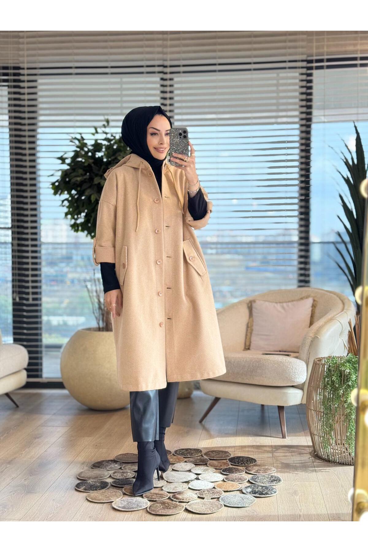 ALANURMODA Balıksırtı Desenli Kaban - Fiyatı, Yorumları