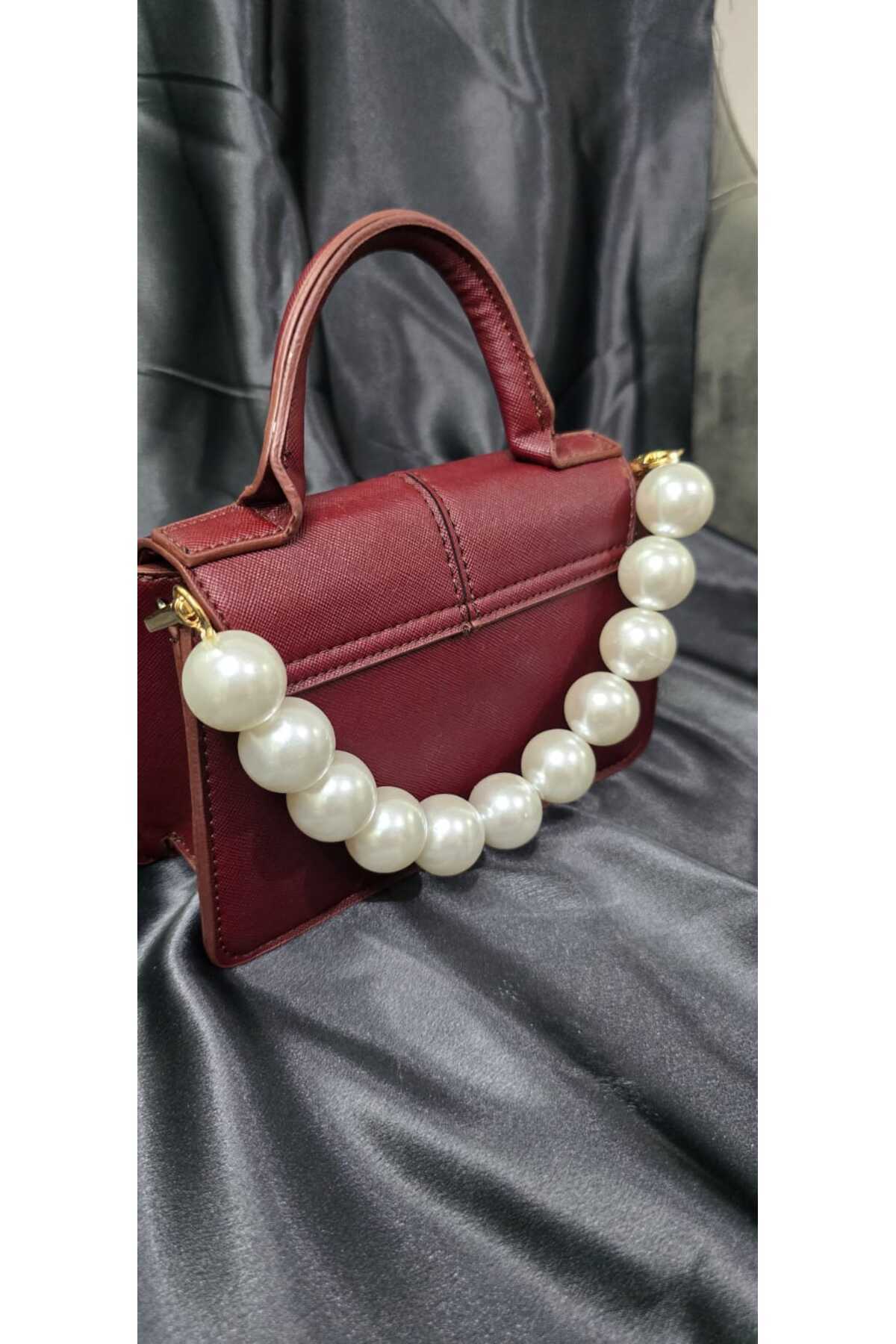 Sheyma Design Büyük İncili Çanta Sapı 35cm,Beyaz İnci Çanta Askısı ...