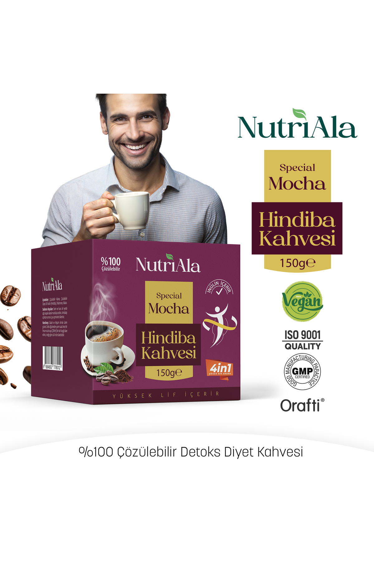 NutriAla Hindiba Kahvesi Moca Detox Diyet Kahvesi (İnülin, Lif, Detoks ...