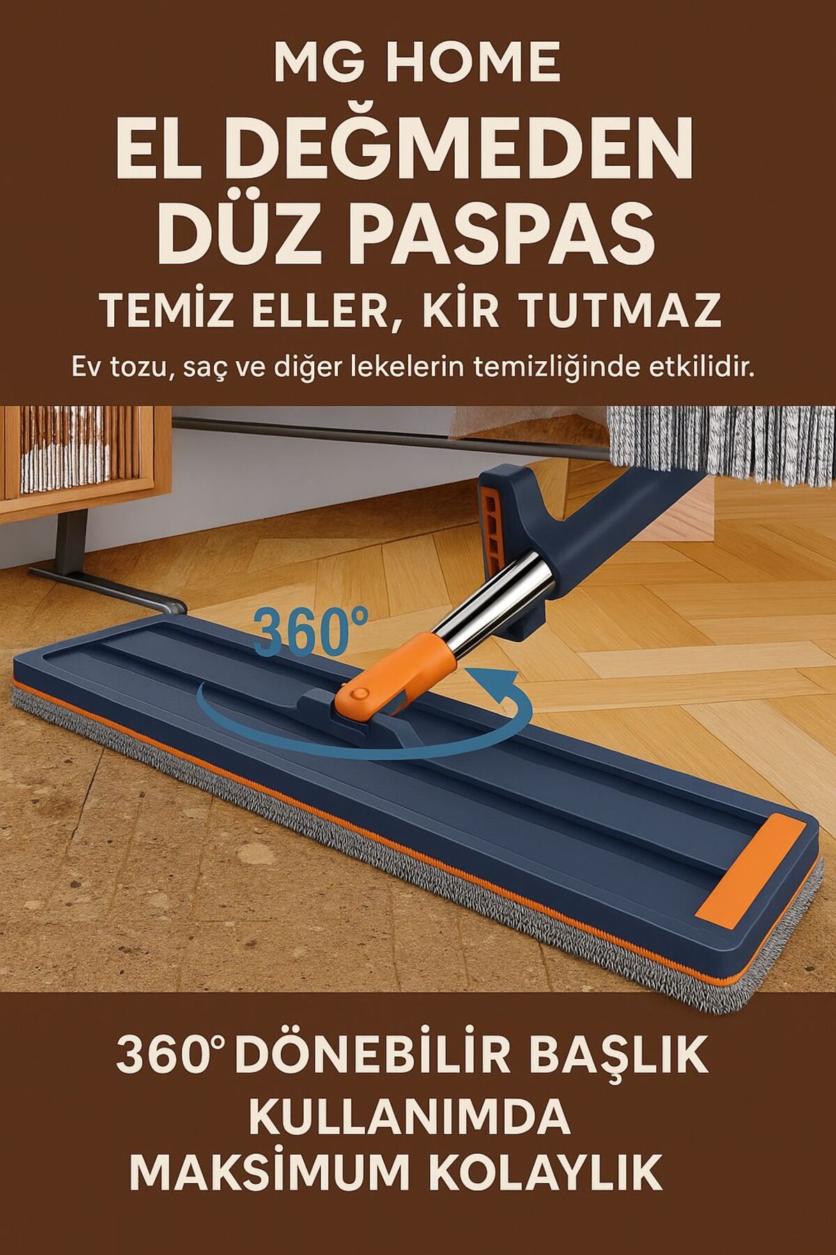 MG HOME Kendinden Sıkmalı Mop Döner Başlıklı Mikrofiber Sopa Seti Kir ...