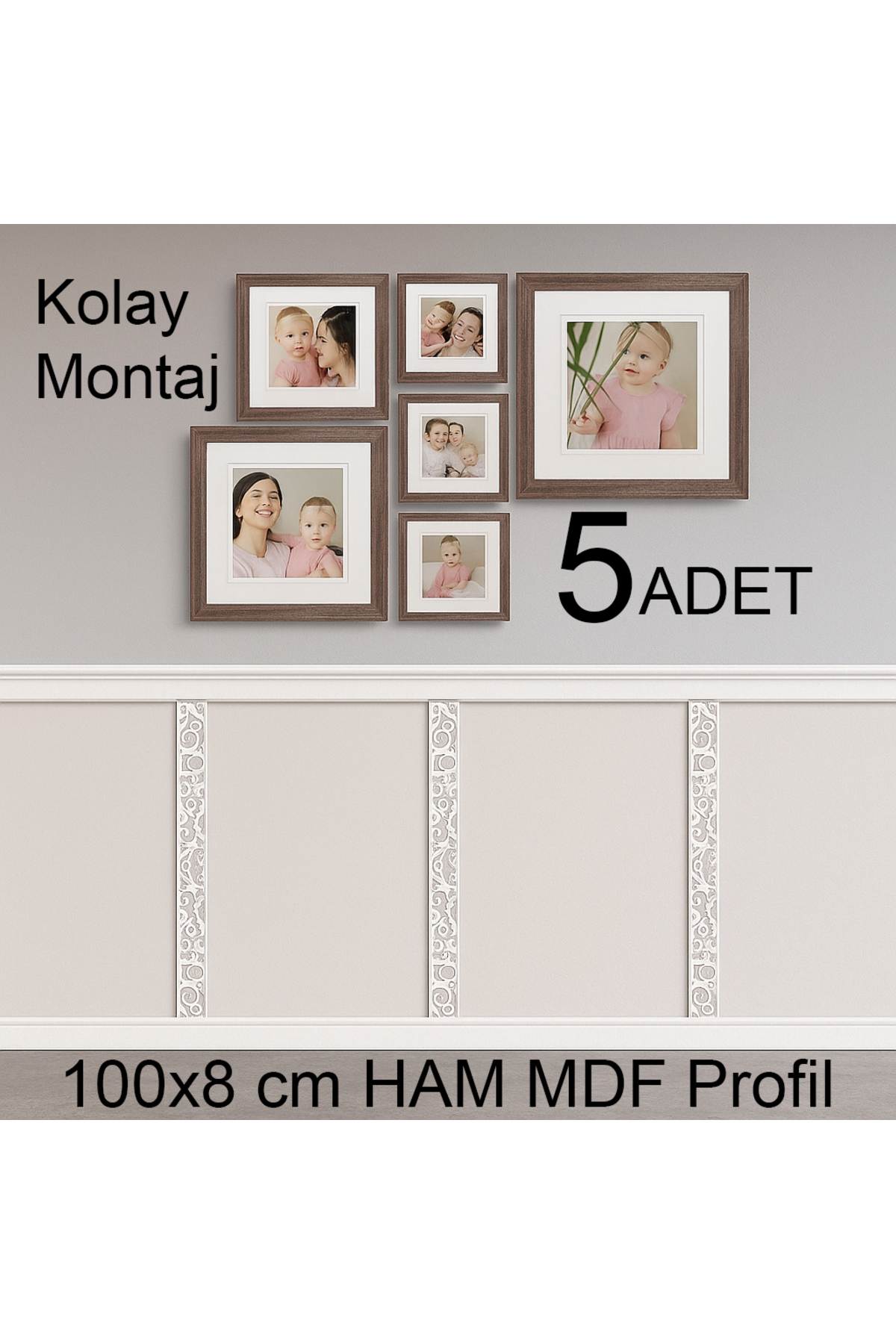 Karenza Home Dekoratif Desenli Ahşap Duvar Çıtası – 5’li Ham MDF Set ...